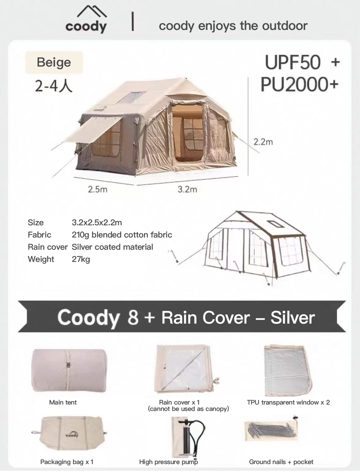 Coody Air Tent 8.0 - Inflatable Tent – Official Coody Europe reseller ...